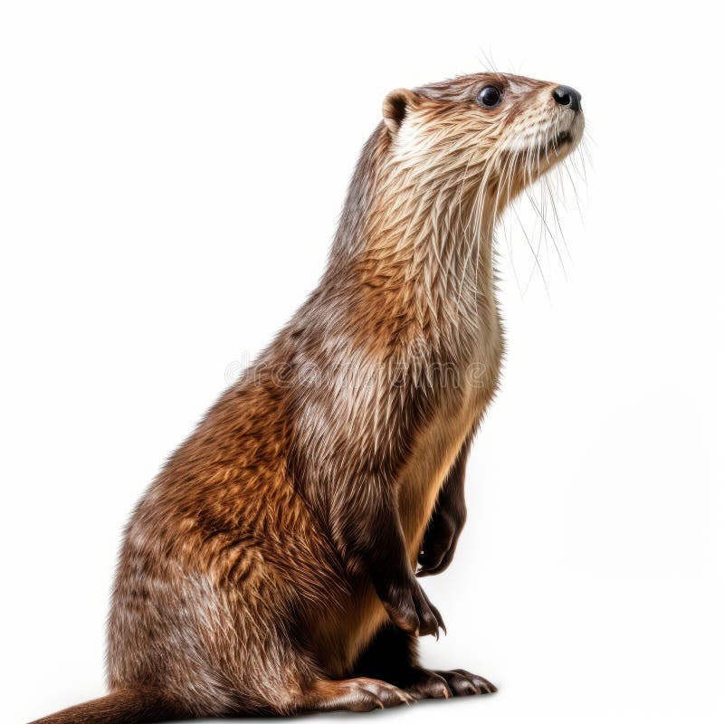 Saturated Otter Sitting on White Background - High Resolution Uhd Image ...