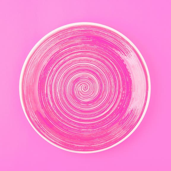 Saturated Pink Plate on the Light Pink Background Stock Photo - Image ...
