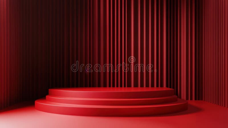 Saturated Red Abstract 3D Interior Stock Photo - Image of arrange ...