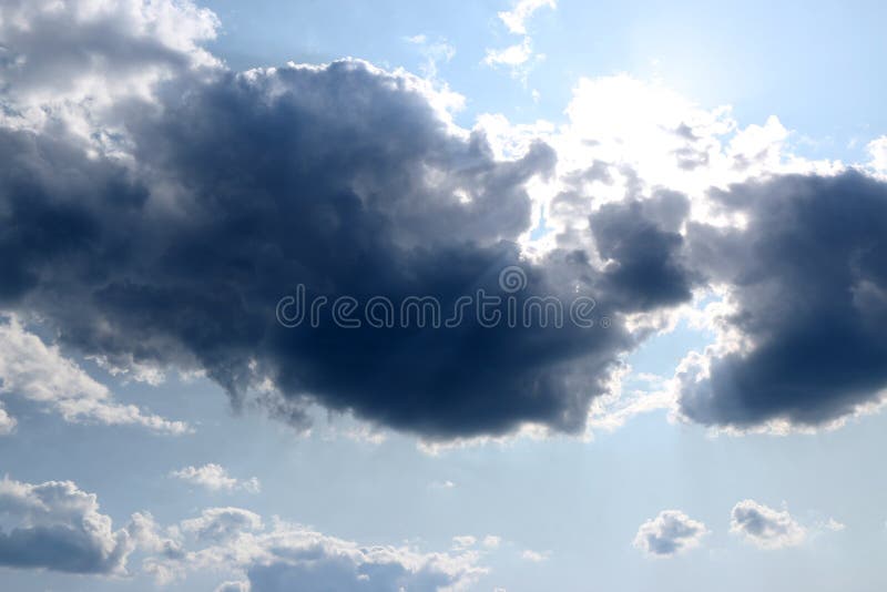 Saturated Storm Clouds Against the Dark Sky, Dark Blue Tint Stock Photo ...