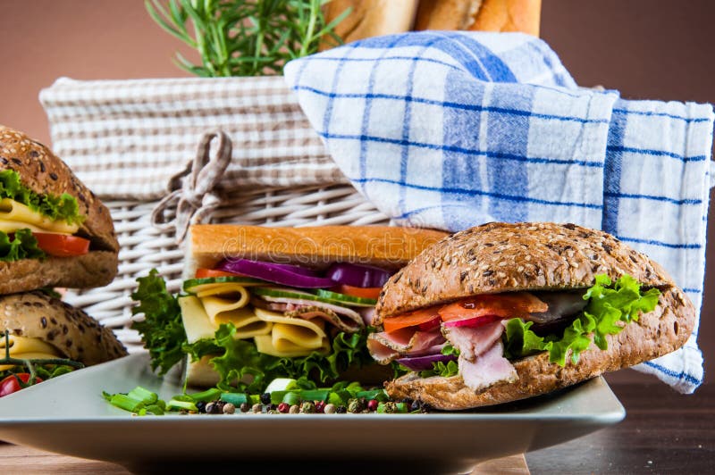 Saturated Theme of Light Lunch with Sandwich Stock Photo - Image of ...