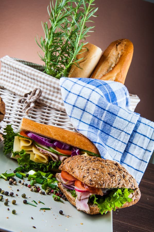 Saturated Theme of Light Lunch with Sandwich Stock Image - Image of ...