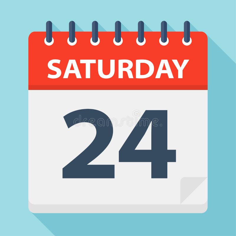 Saturday 24 - Calendar Icon. Vector Illustration of Week Day Paper Leaf ...