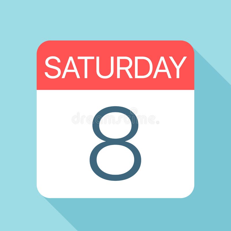 Saturday 8 - Calendar Icon. Vector Illustration of Week Day Paper Leaf ...