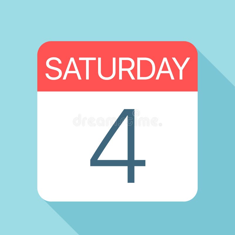 Saturday 4 - Calendar Icon. Vector Illustration of Week Day Paper Leaf ...