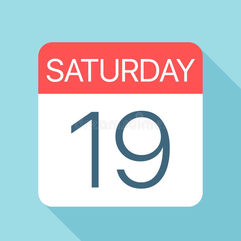 Saturday 19 - Calendar Icon. Vector Illustration of Week Day Paper Leaf ...