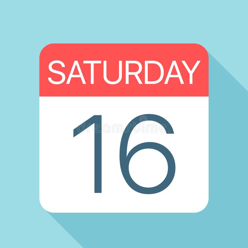 Saturday 16 - Calendar Icon. Vector Illustration of Week Day Paper Leaf ...