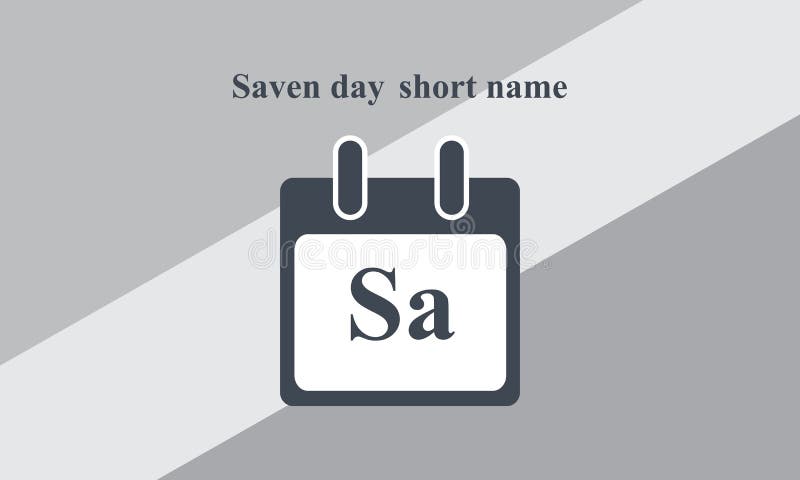 Saturday Day Short Name, Date Vector Icon, Calendar Date Icon. Stock ...