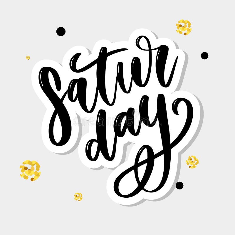 Saturday Logo Template Vector Lettering Calligraphy Text Stock ...