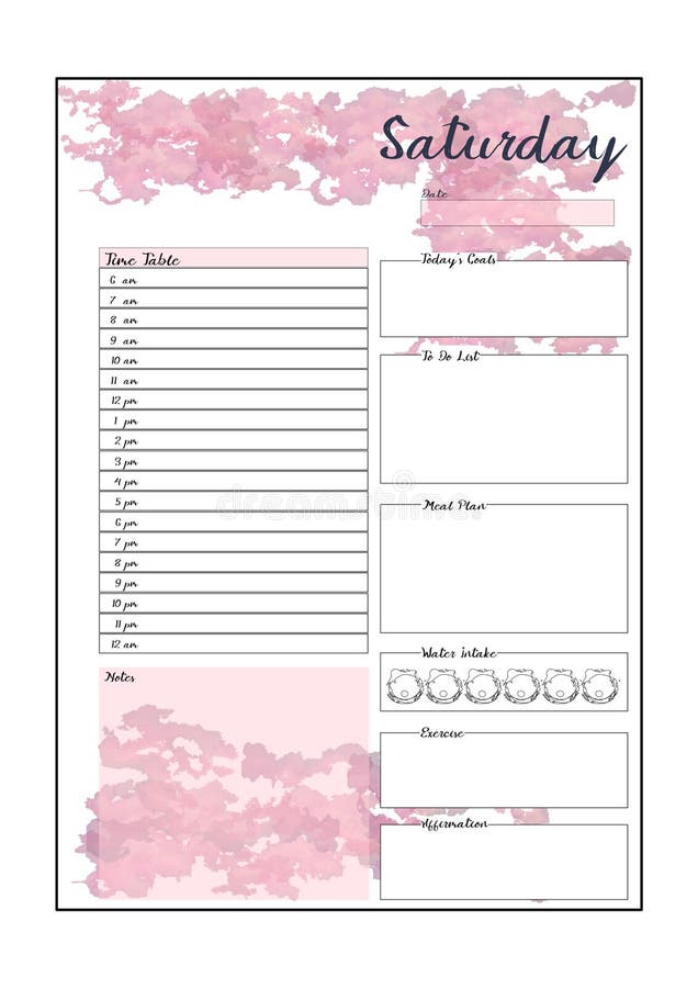 Saturday Planner for Binder Set Your Plan Stock Illustration ...