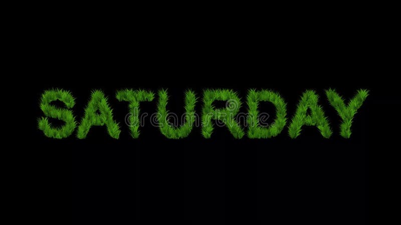 Saturday Text with Green Grass Effect on Plain Black Background Stock ...