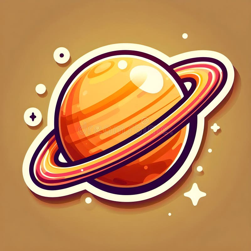 Saturn with Colorful Rings is Rotating in the Solar System Stock ...