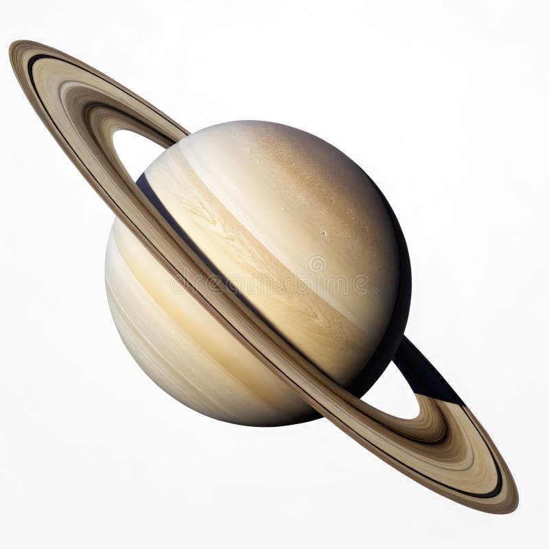 Saturn with Its Rings Shown on a White Background without Shading ...
