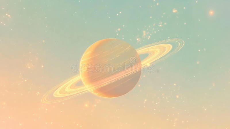 Saturn, Floating in Space, with a Light-colored Background, Has a ...