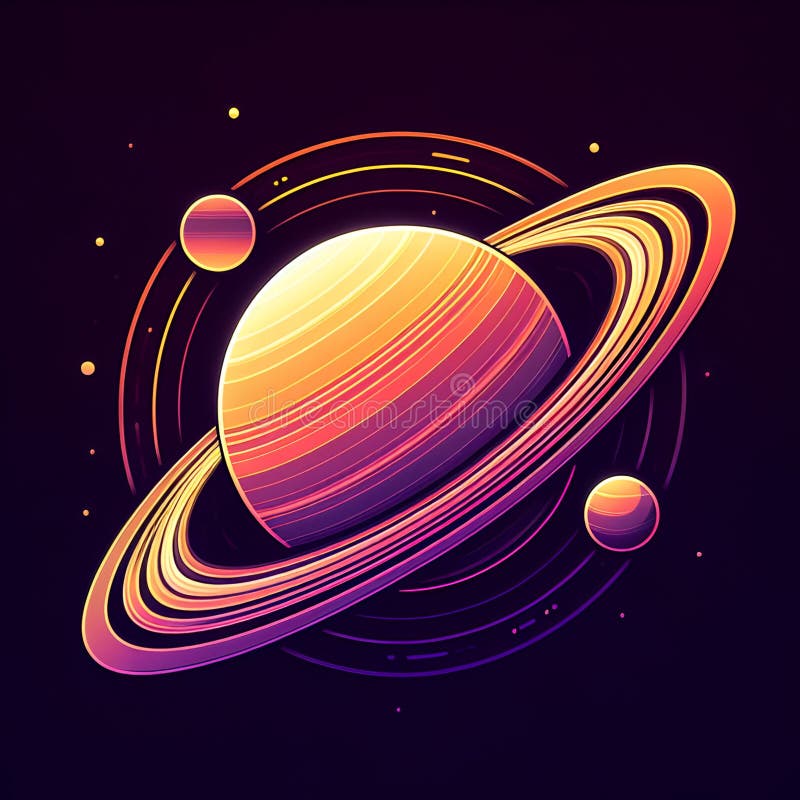 Saturn Gradient Orange, Purple Illustration Stock Image - Image of ...