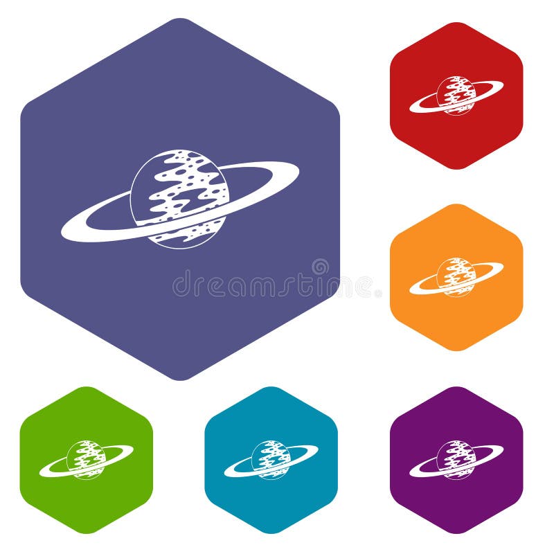 Saturn icons set hexagon stock vector. Illustration of symbol - 91344529