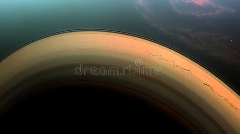 Saturn with Its Iconic Rings Casting a Shadow on the Planet. Stock ...