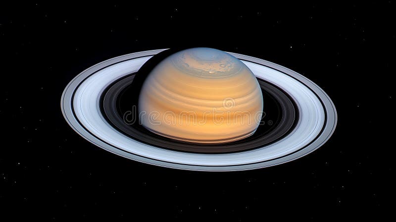 Saturn with Its Iconic Rings Casting a Shadow on the Planet. Stock ...