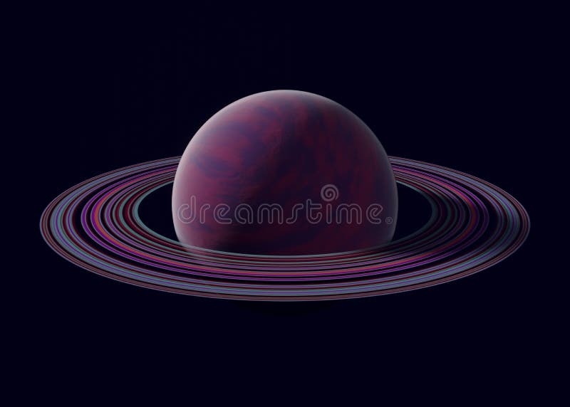 Saturn Like Sci-fi Planet with Rings, 3D Rendering Stock Illustration ...