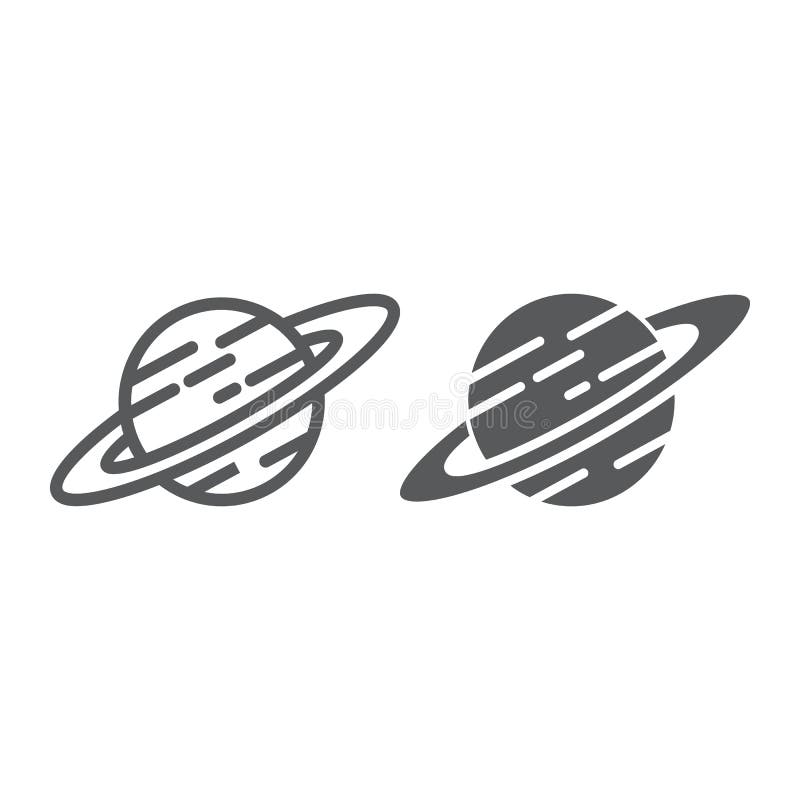 Saturn Line Icon in Flat Style. Planet Vector Illustration on White ...