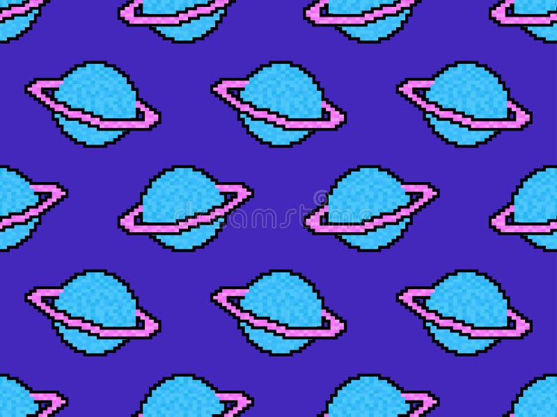Saturn Pixel Art Seamless Pattern. Saturn 8 Bit Graphics Video Games ...
