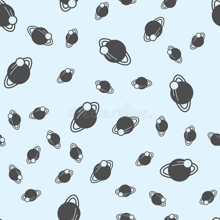Saturn Planet with Ring and Moon Solid Seamless Pattern, Cosmos Theme ...