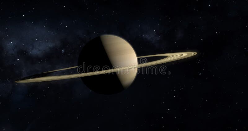 Saturn Planet with Rings in Outer Space among Stars Stock Illustration ...