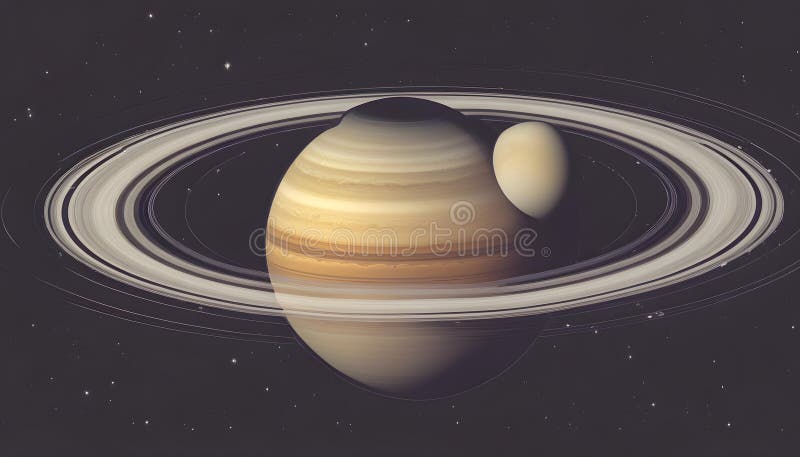 Saturn Planets in Deep Space with Rings and Moons Surrounded Stock ...