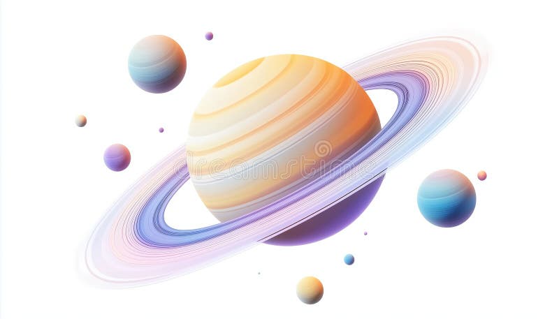 Saturn Planets Surrounded by Rings and Moons in Deep Space Stock Image ...