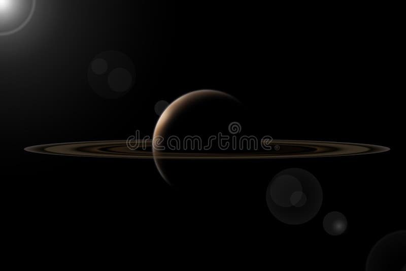 Saturn with Rings on a Background of Black Cosmic Sky Stock ...