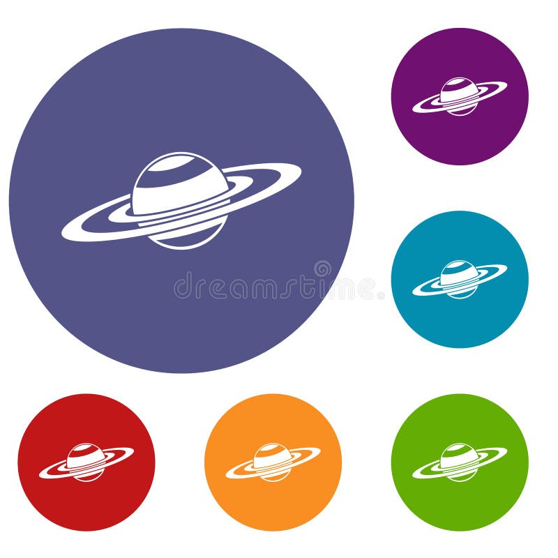 Saturn rings icons set stock vector. Illustration of discovery - 95958032