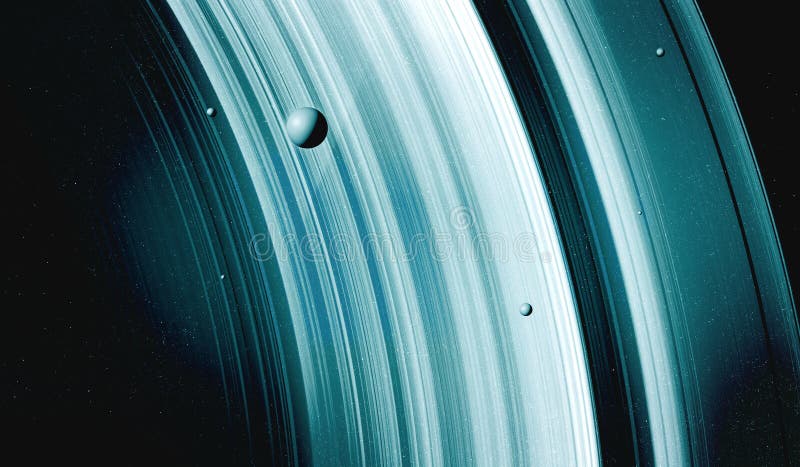 Saturn Rings and Moons, Exoplanet with Rings Stock Illustration ...