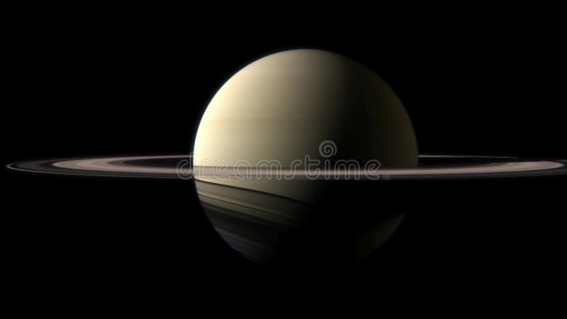 Saturn with Rings. Planet Rotating Isolated on a Black Background ...