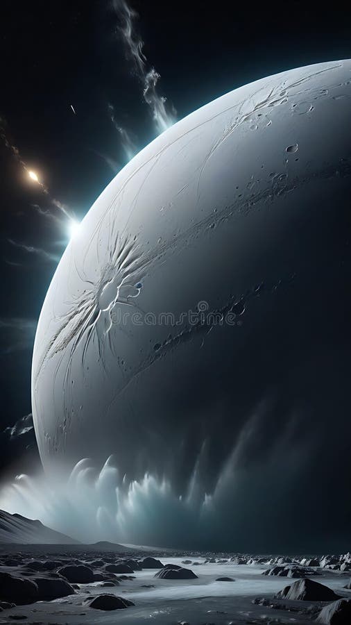 Saturn S Moon Enceladus Has Massive Water Geysers Stock Image - Image ...