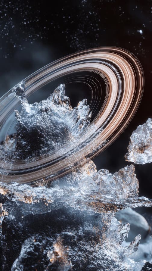 Saturn S Rings in a Dynamic Ice Formation Scene Stock Image - Image of ...
