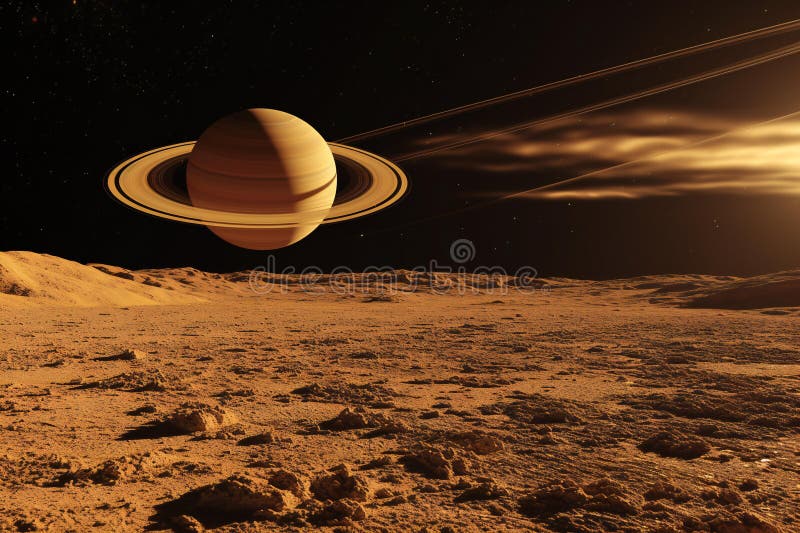 Saturn in the Solar System, Science Fiction Stock Illustration ...