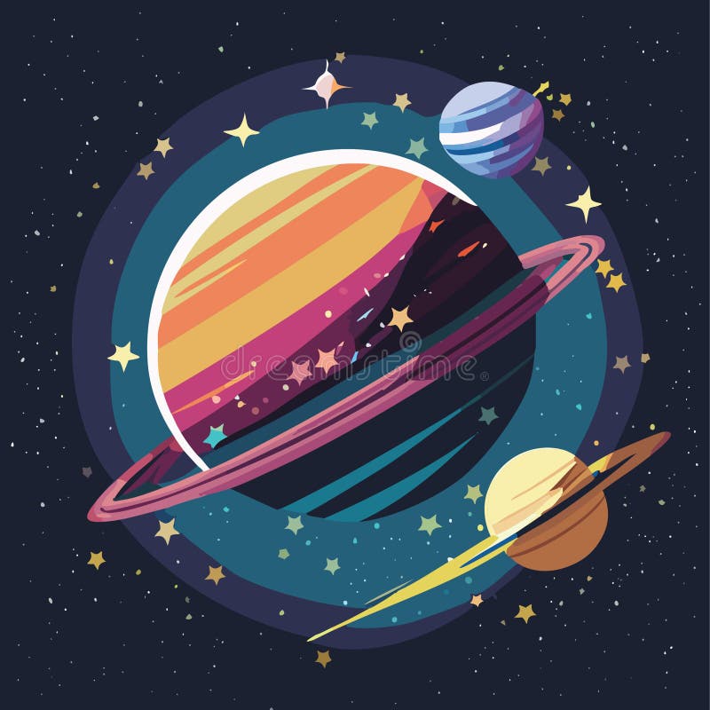 Saturn, Stars and Moons stock vector. Illustration of diagram - 304151980