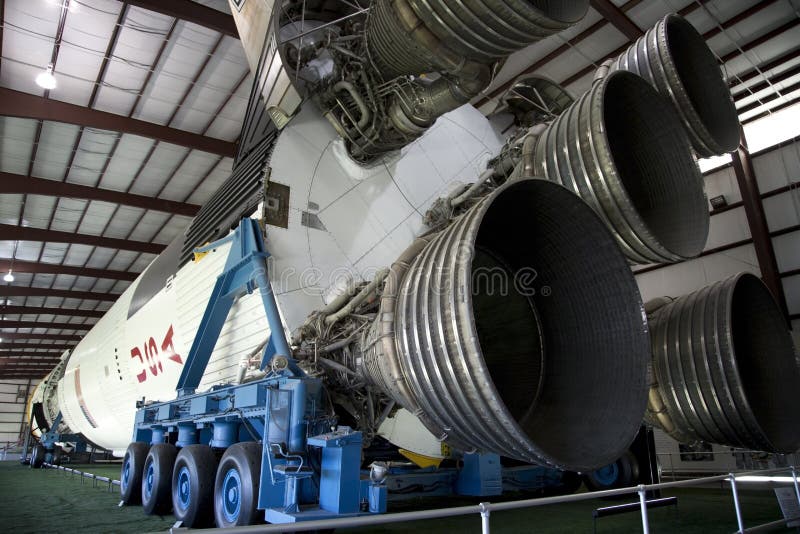 Saturn V Moon Rocket in Space Center Editorial Stock Photo - Image of ...