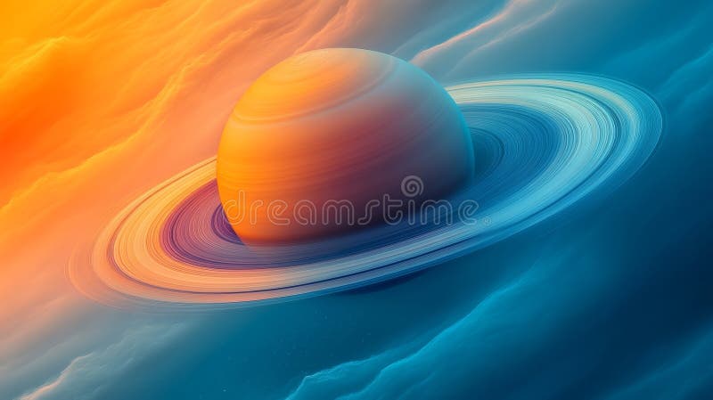 Saturn with Vibrant Rings in Colorful Clouds, Space Exploration Concept ...