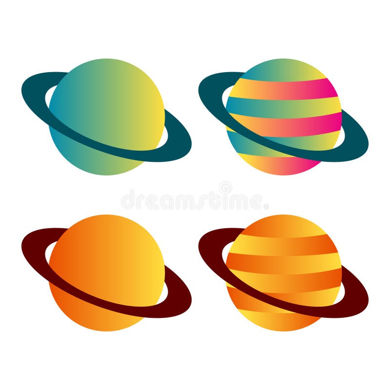 Saturnus Vector Design Set. Planet with Ring Design Template Stock ...