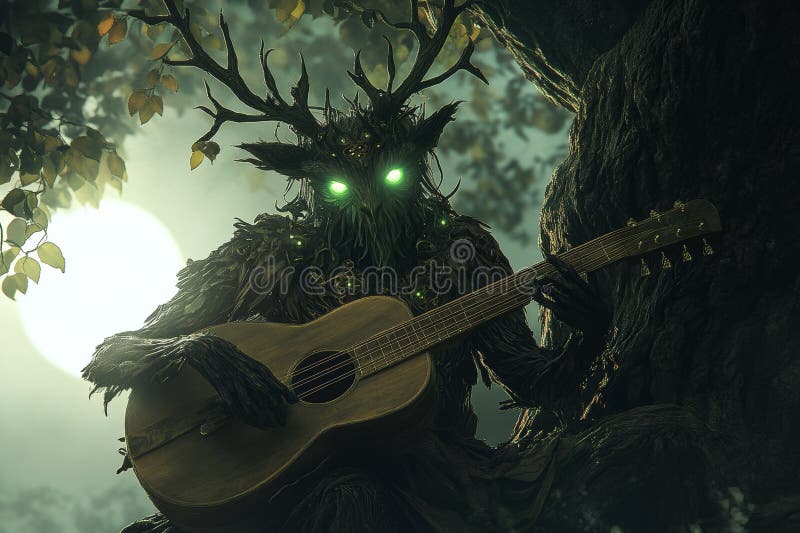 Satyr Standing Lush Forest Glen Ancient Trees Full Moon Generated Stock ...