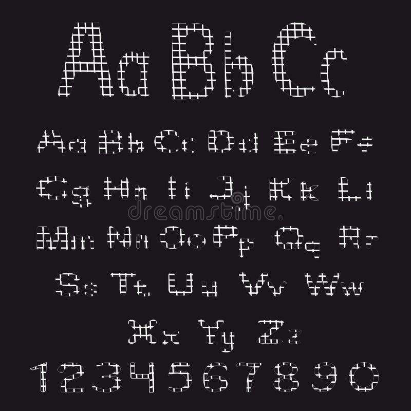 Satz Alphabetbuchstaben Und -zahlen Vektor Abbildung - Illustration von ...