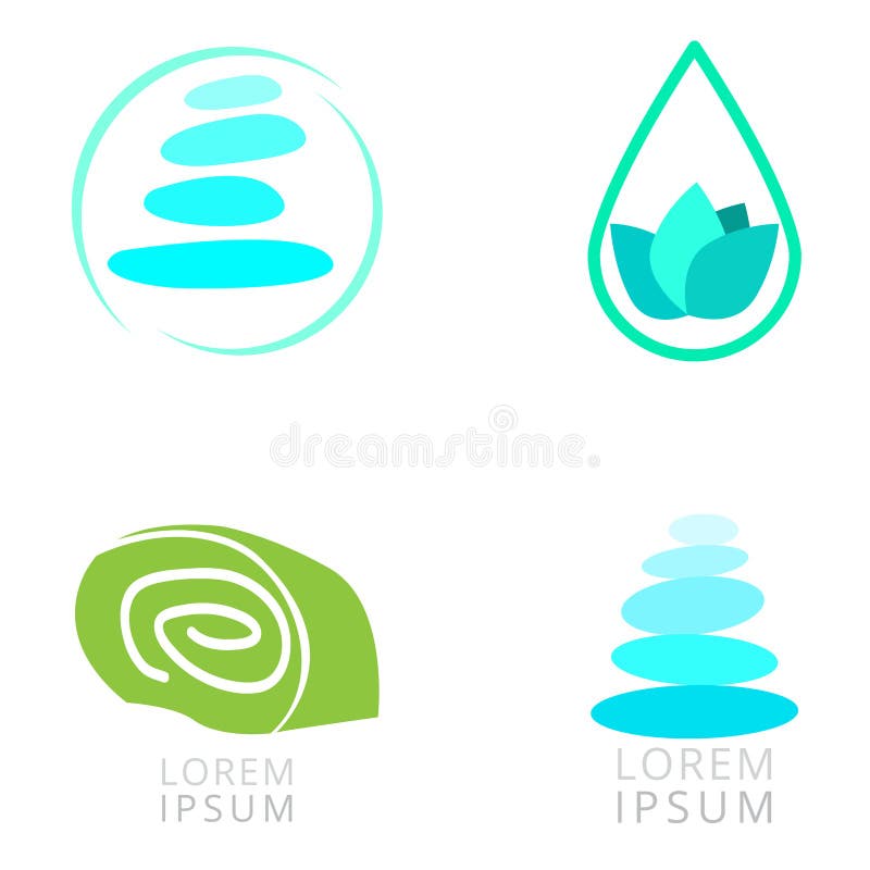 Satz Badekurortlogos vektor abbildung. Illustration von gesund - 94481952