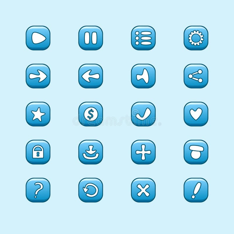 Satz Bewegliche Blaue Vektorelemente Für UI-Spiel-Design Vektor ... Satz Bewegliche Blaue Vektorelemente Für UI-Spiel-Design Vektor ...