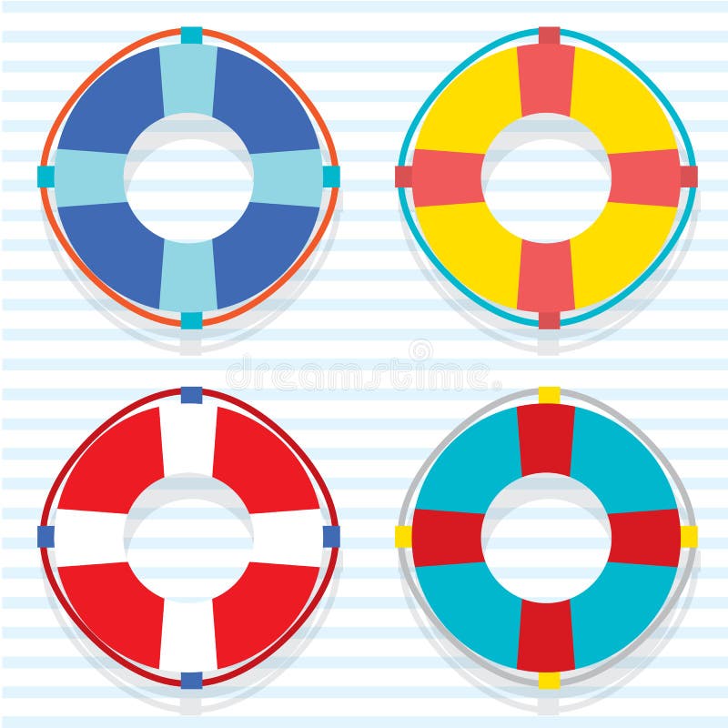 Satz bunter Rettungsring vektor abbildung. Illustration von zeichen ...