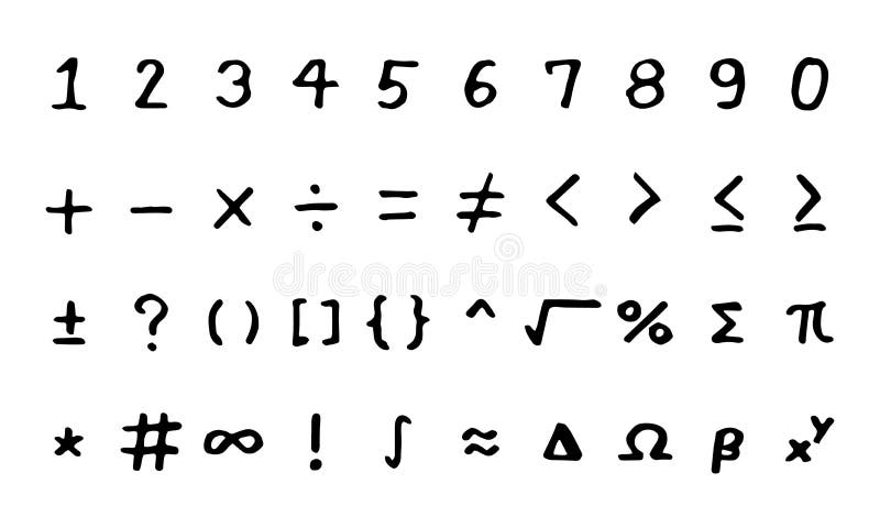 Satz Der Hand Schwarzes Mathesymbol Zeichnend Vektor Abbildung ...