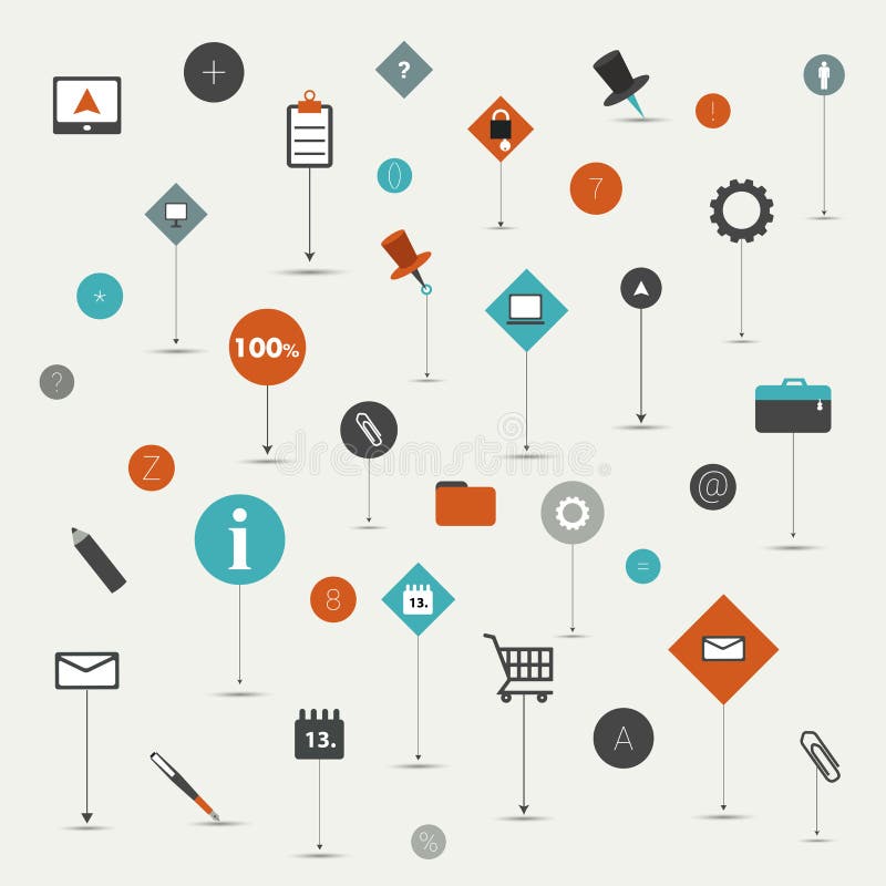 Satz Der Tendenz Flach, Linie Ikonensatz. Vektor Abbildung ...