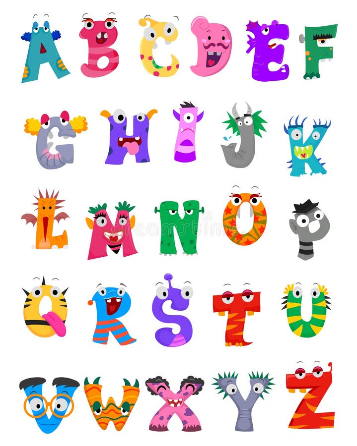 Satz des Alphabet-Monsters vektor abbildung. Illustration von kunst ...