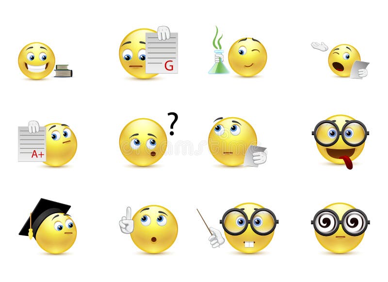 Job-Besetzungs-Arbeit Emoji-Emoticon-Satz Vektor Abbildung ...