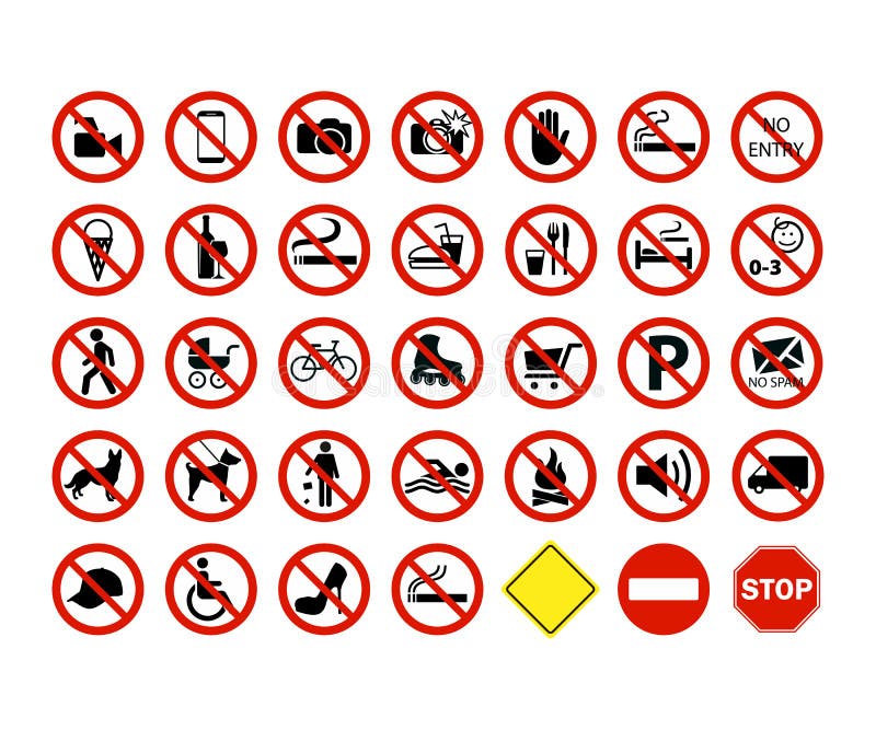Satz Des Verbots, Verbotzeichen Vektor Illustraion Vektor Abbildung ...